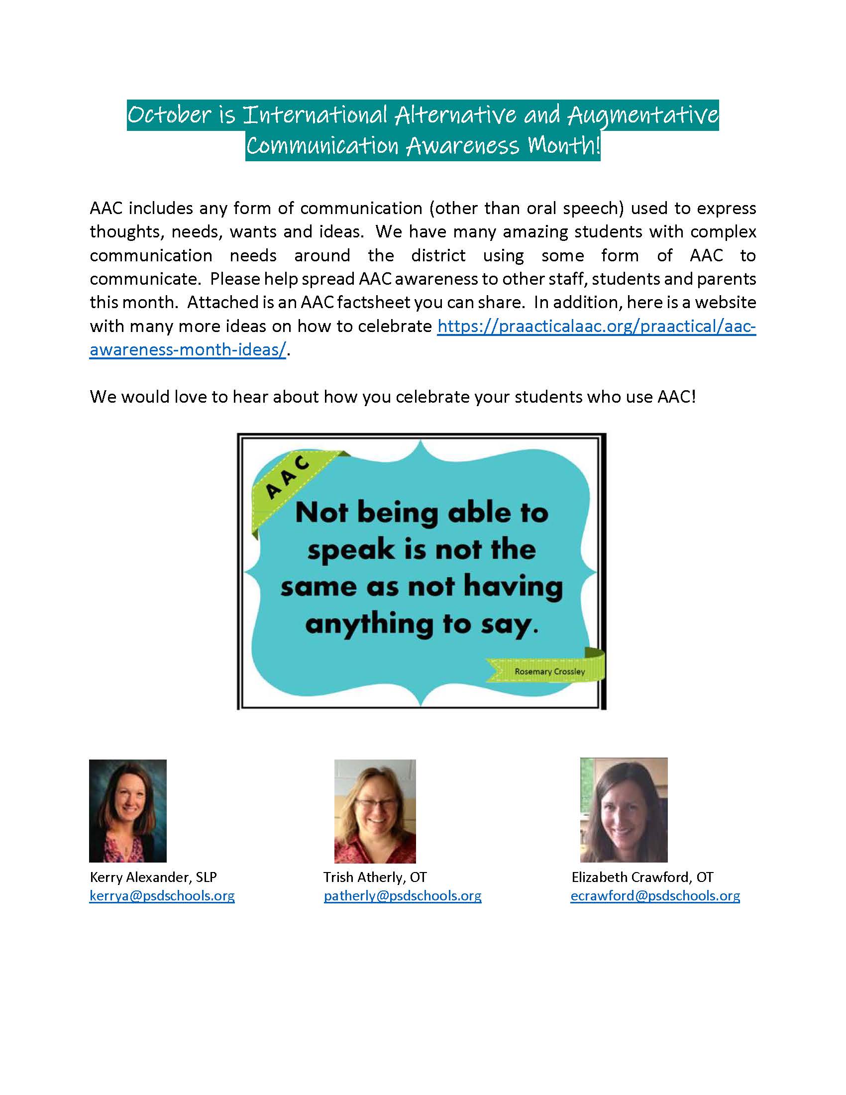 October is International Alternative and Augmentative Communication ...